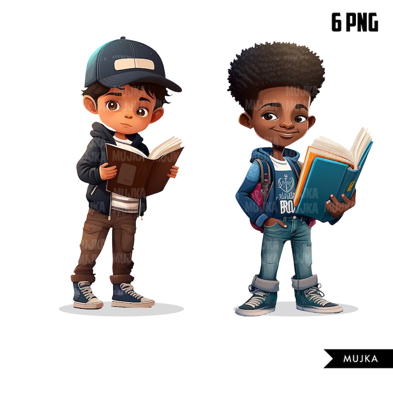 Student Png Reading Clipart School Boys Graphics Brothers - Etsy Canada