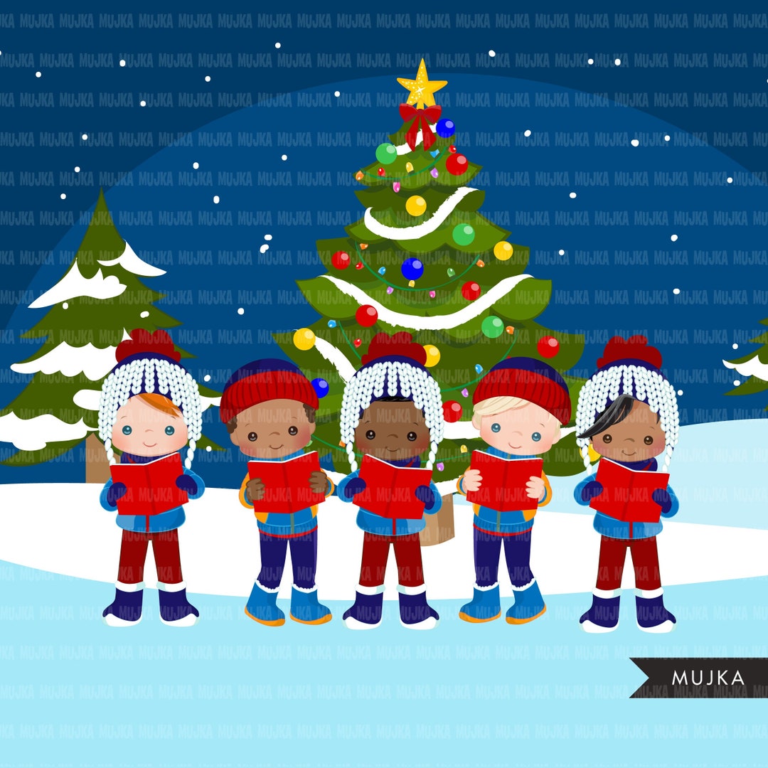 Christmas Carol Clipart, Christmas Caroler Boy, Black Boy, Christmas ...