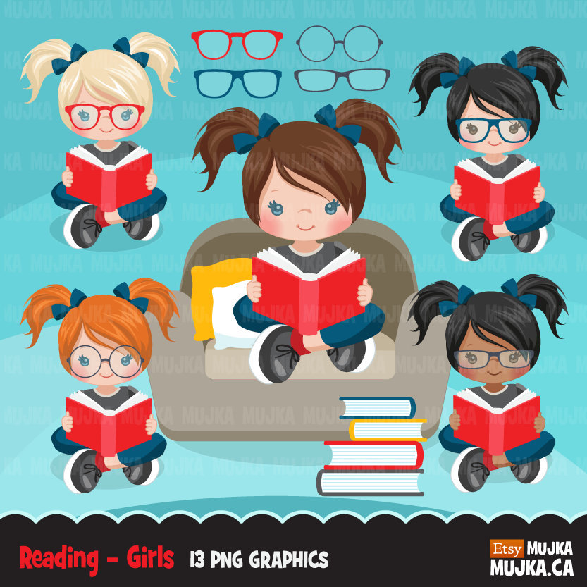 Reading clipart school activity homework student graphics | Etsy