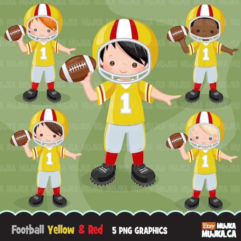 Football Clipart. Sport Graphics, Boys American Player Characters ...