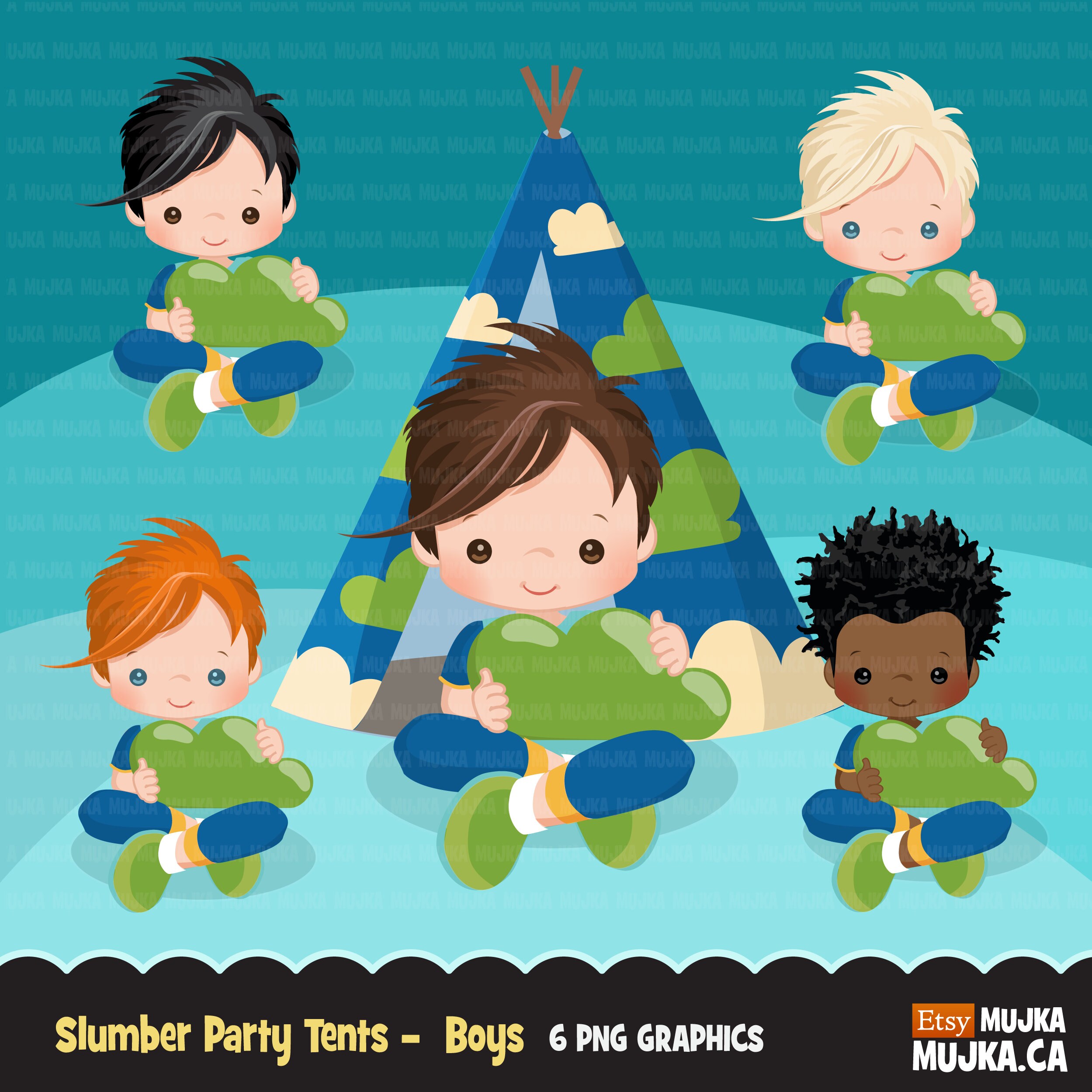 Slumber Party Png, Sleepover Clipart Bundle, Sleepover Party, Boys ...
