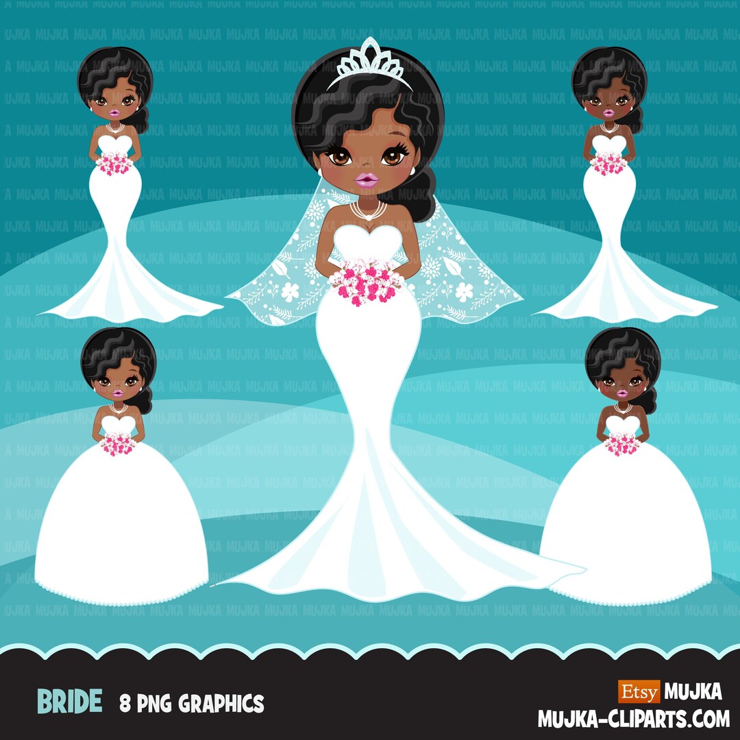 Black Bride PNG Clipart, Print and Cut, Wedding Graphics, Afro Girl ...