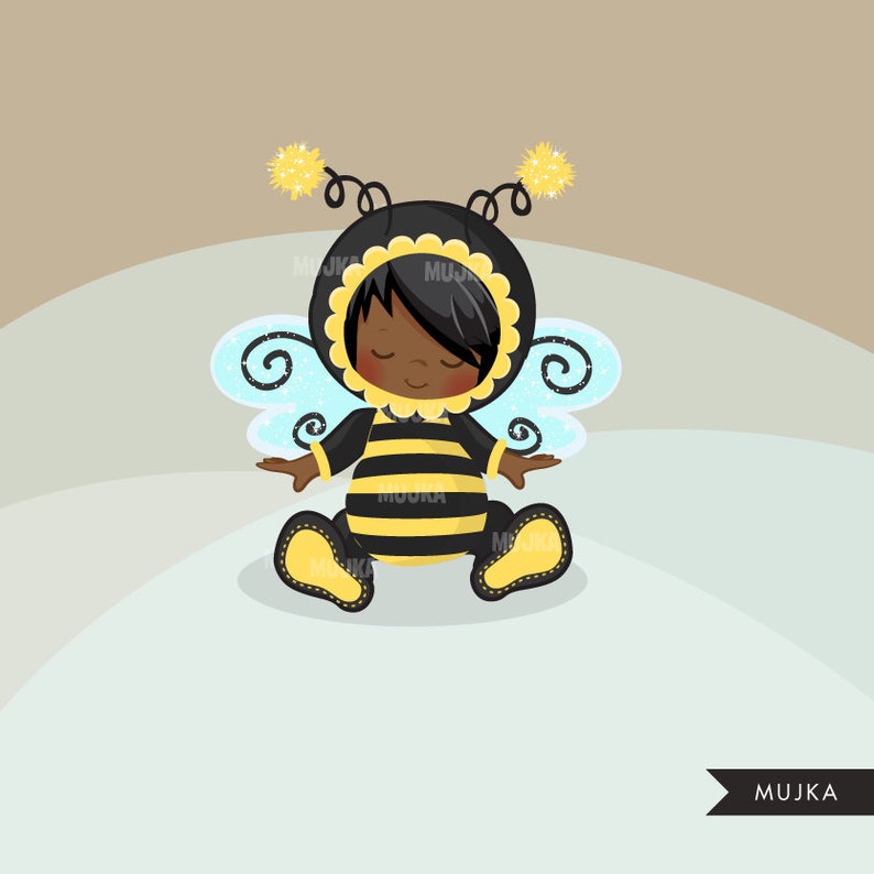 Bee Baby Clipart Bumblebee Costume Baby Shower Graphics Card - Etsy