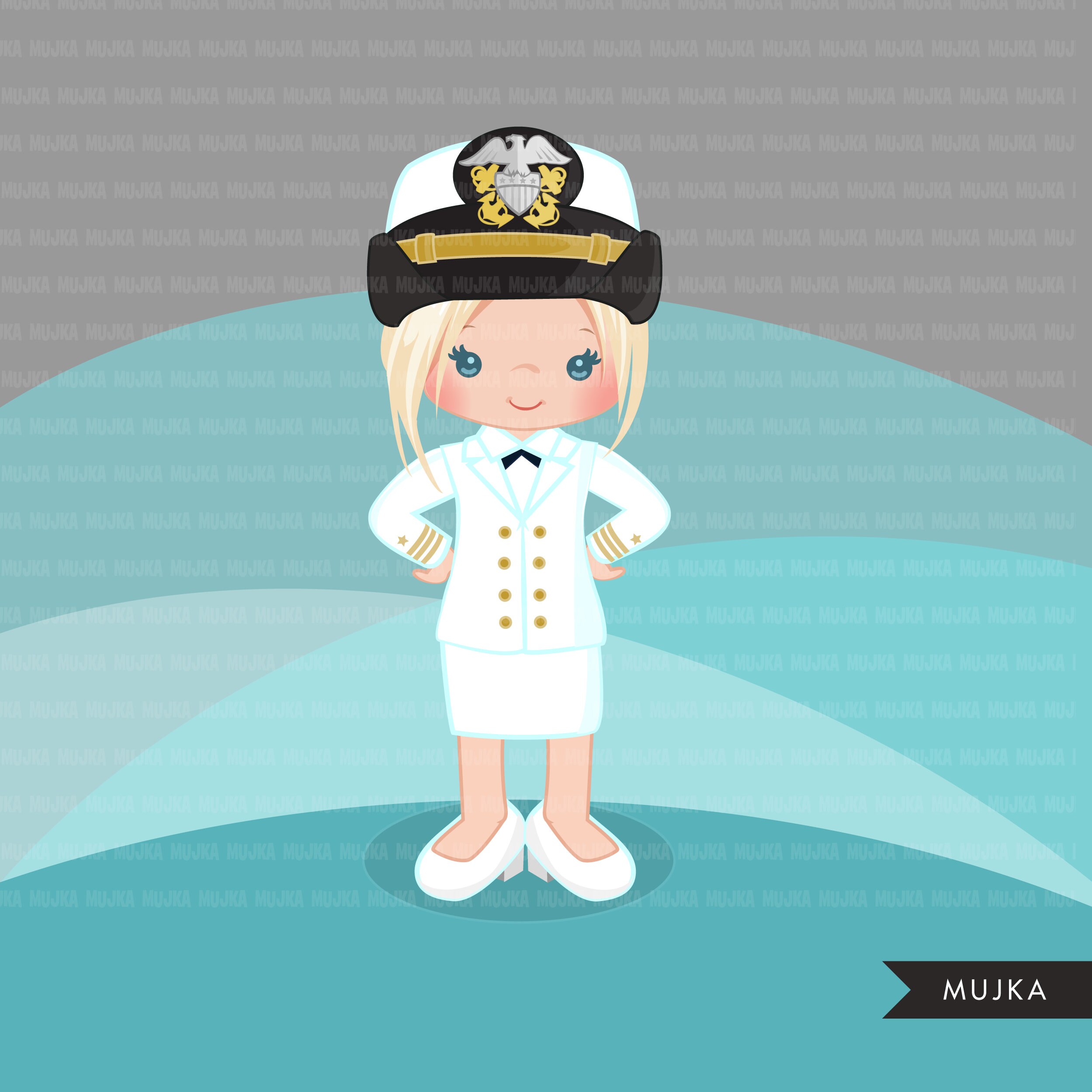 Female Navy Officer Clipart. Little Girl Graphics, Sailing, Captain ...