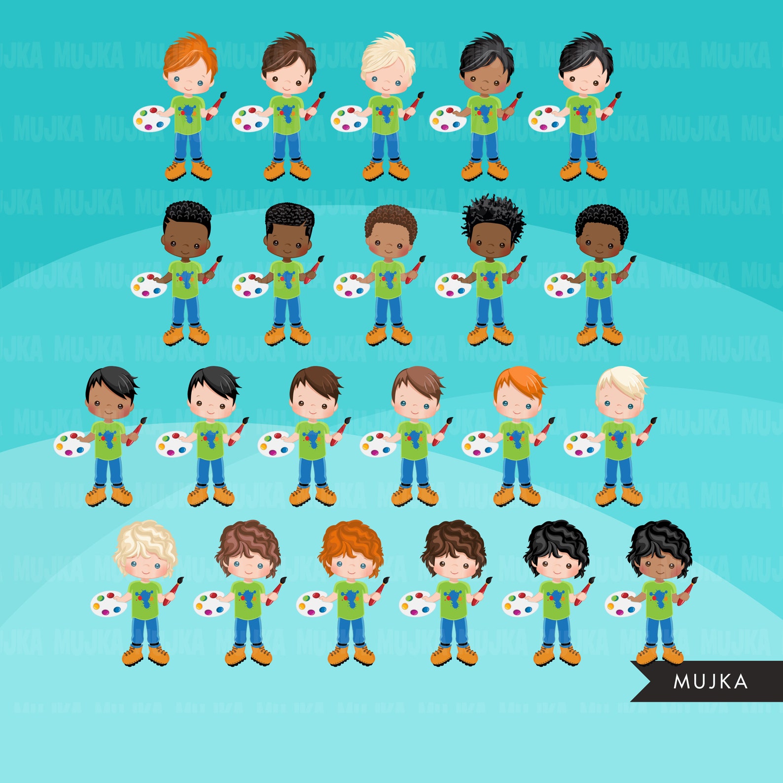 Artist Clipart Bundle Artist Boys Artist Girls Art Party - Etsy