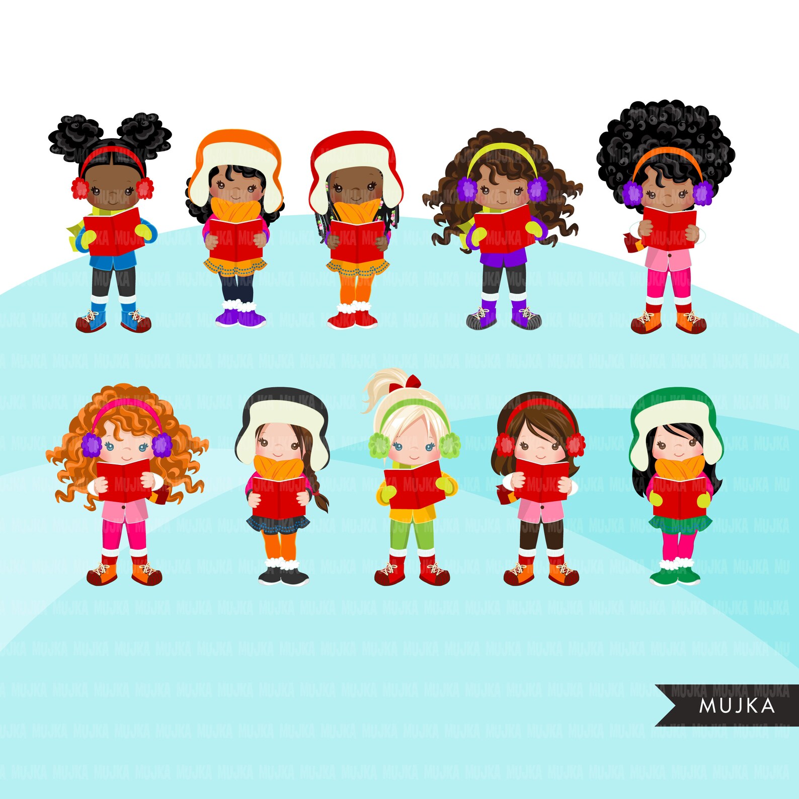 Christmas Carol Clipart Christmas Caroler Girl Black Girls - Etsy