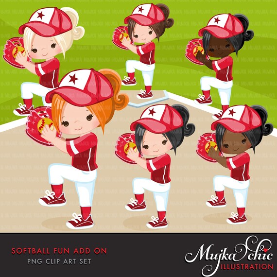 Softball Clipart ADD ON. Softball graphics, baseball players, baseball ...