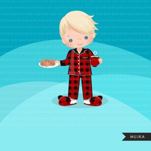 Christmas Clipart. Boy Characters With Hot Chocolate & Cookies for ...