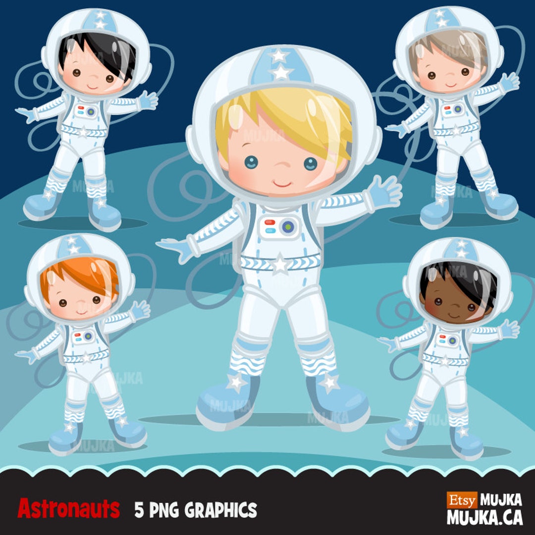 Astronaut Clipart, Little Boy Graphics, Space, Rocket, Sublimation ...