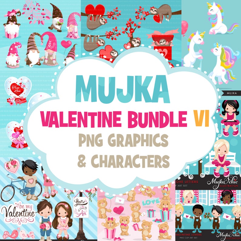 Valentine Clipart Bundle. Valentine's Day Graphics - Etsy