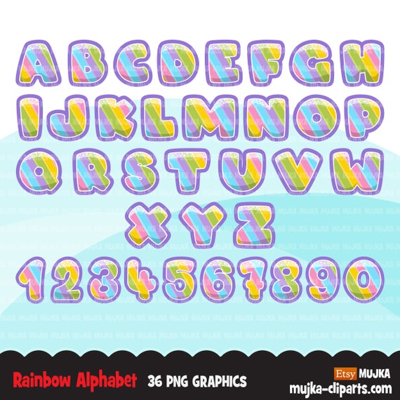 Rainbow Alphabet Clipart, stackable, boy and girl birthday, pastel ...