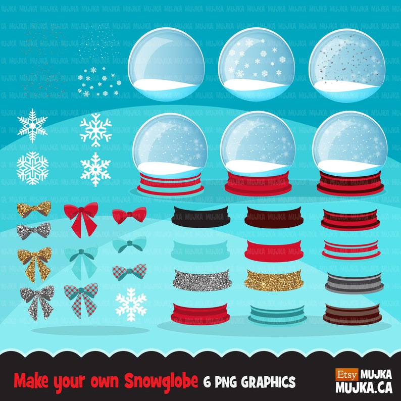 Christmas Snow Globe Clipart. Make Your Own Cute Snow Globes With Snow ...