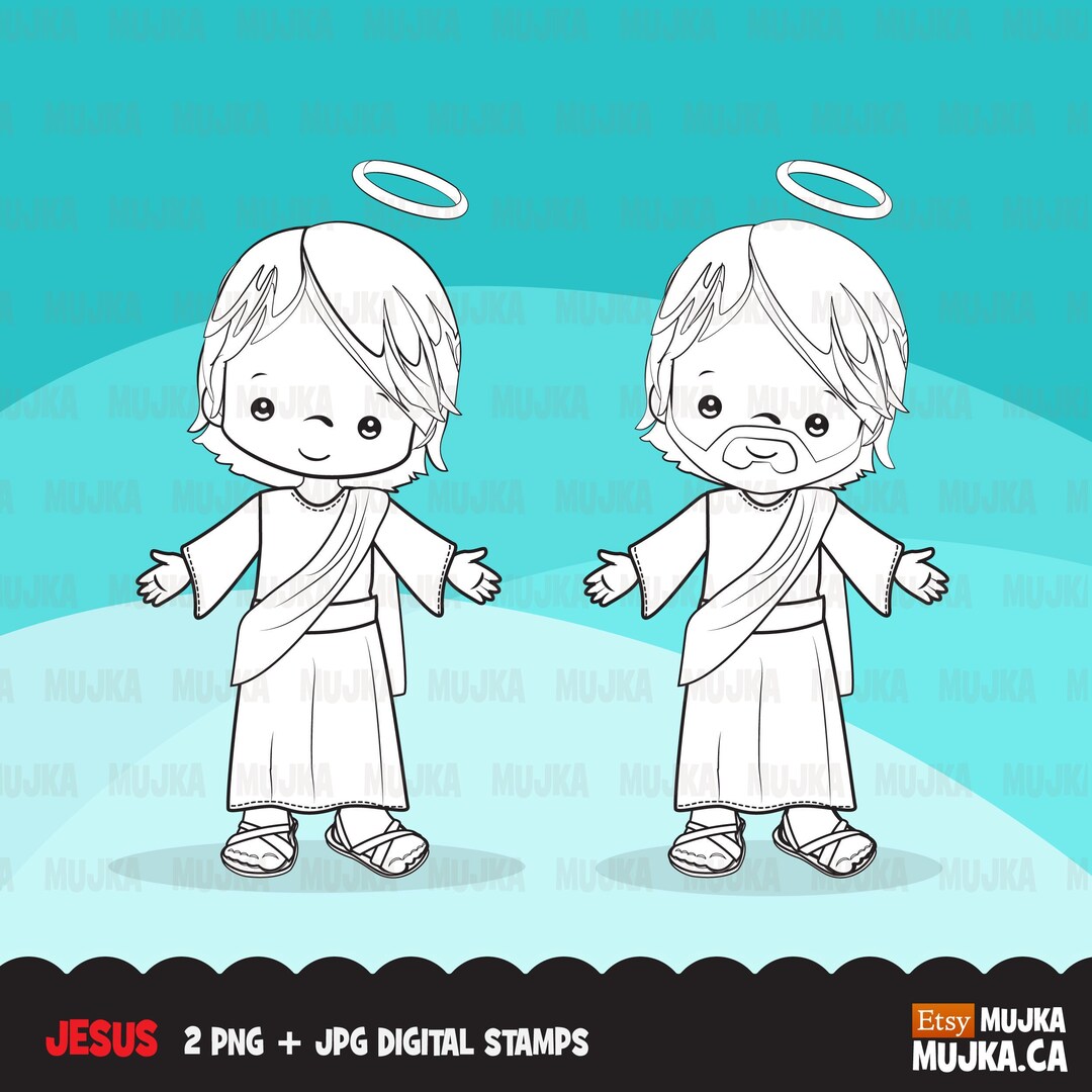 Jesus Christ Digital Stamp. Cute Religious Illustration, Jesus Graphics ...