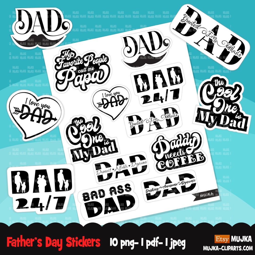Dad Stickers Bundle, Dad Png, Fathers Day Stickers, Fathers Day Png ...