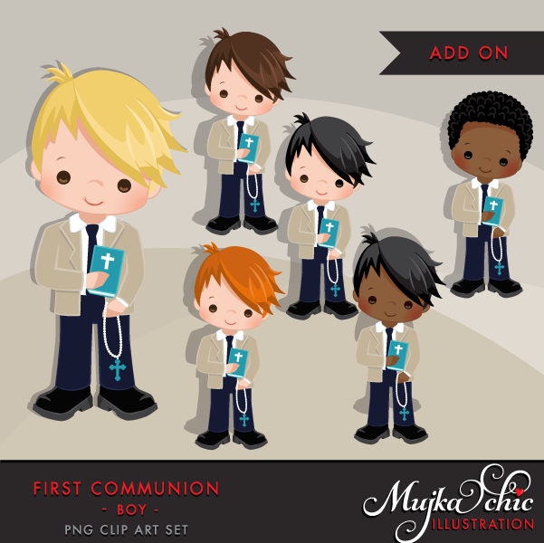 First Communion Clipart for Boys Add On. Cute Communion | Etsy