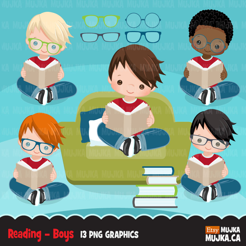 Reading Clipart School Activity Homework Student Graphics - Etsy UK