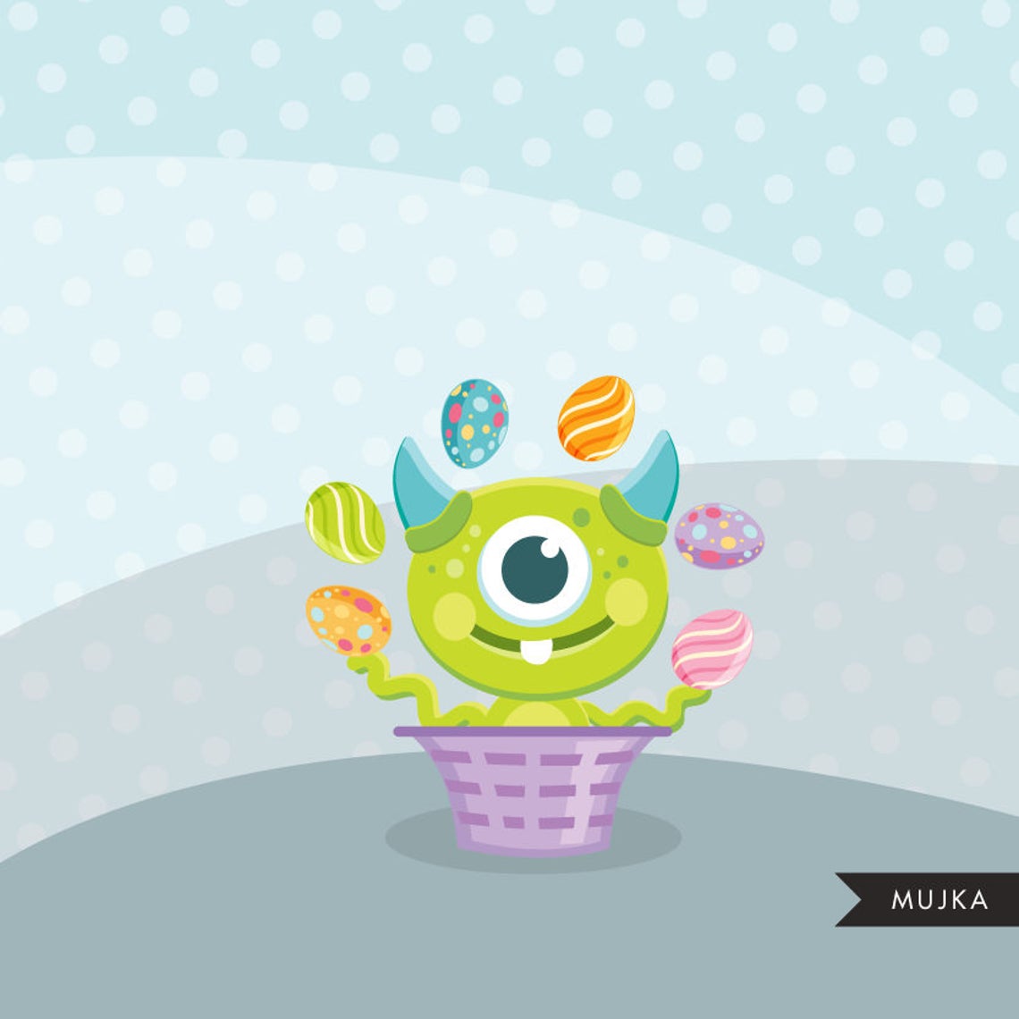 Cute Easter Monsters Clipart Cute Spring Graphics - Etsy
