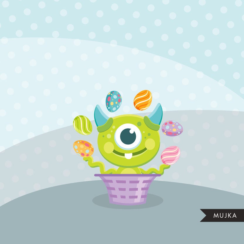 Cute Easter Monsters Clipart Cute Spring Graphics - Etsy