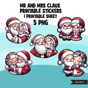 Santa Christmas Stickers, Printable Christmas Labels, Mrs Claus Digital ...