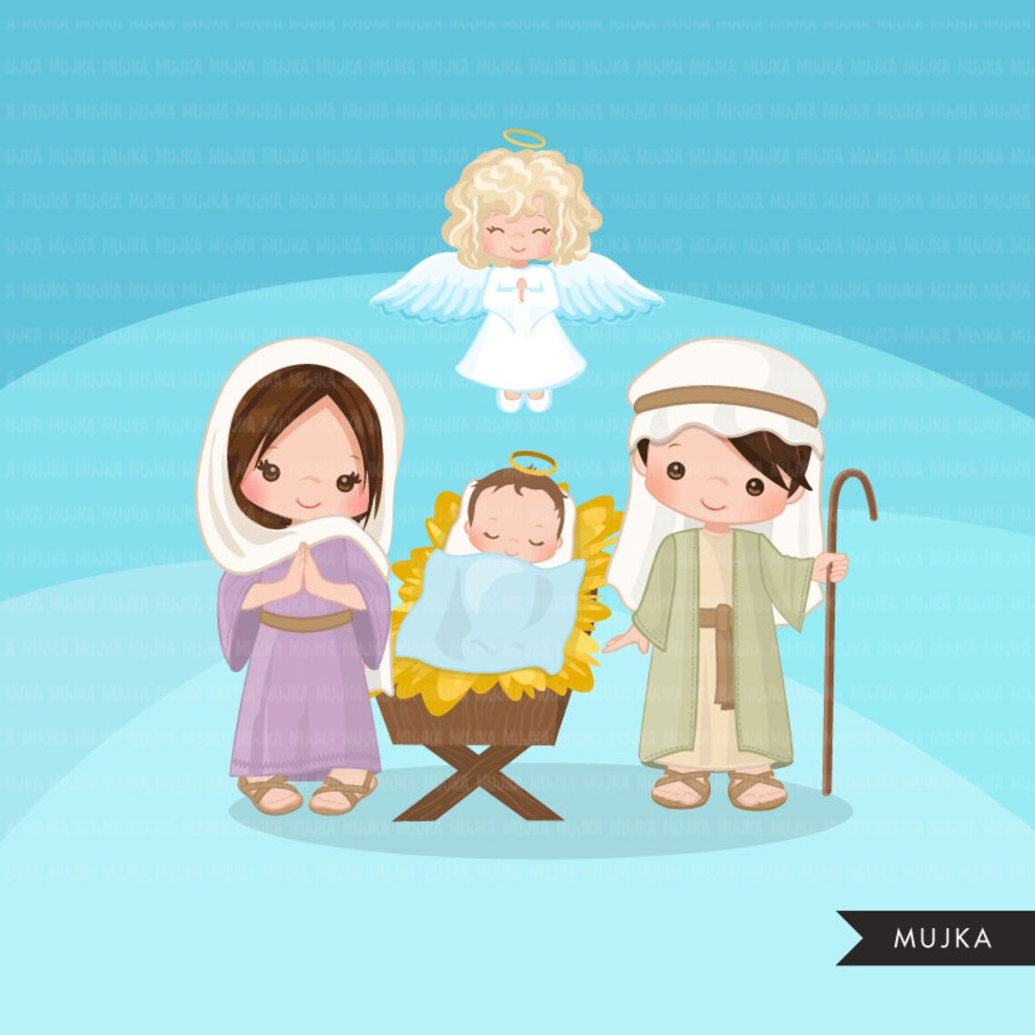 Nativity Clipart, Religious Illustration, Bible Graphics, Baby Jesus ...