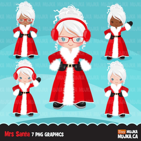 Mrs Santa Clipart. Christmas Graphics, Santa's wife, noel illustrations ...