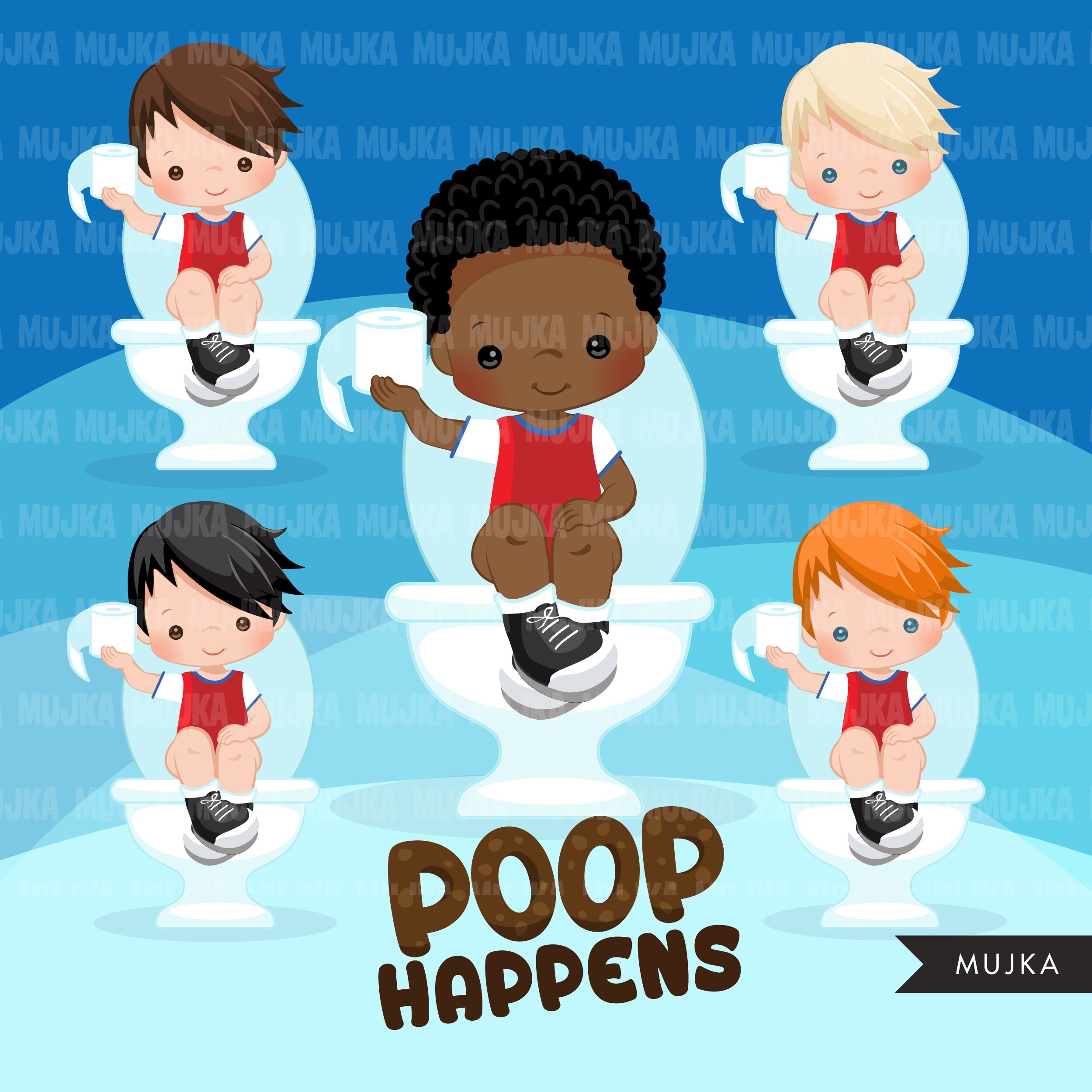 Potty Training Clipart. Bathroom Chores, Toilet, Toilet Paper, Poop ...