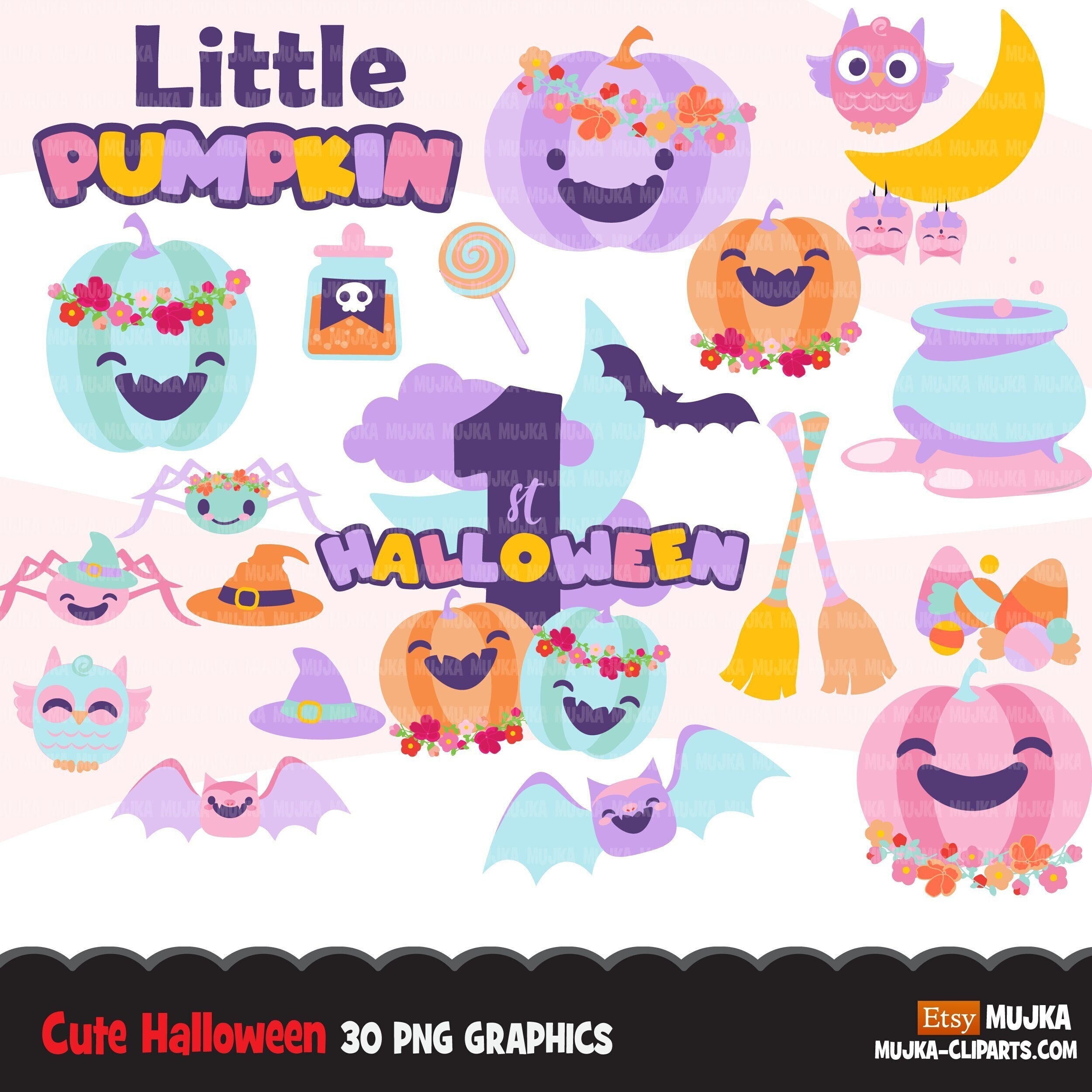Cute Halloween Clipart Pink Halloween Png Halloween - Etsy