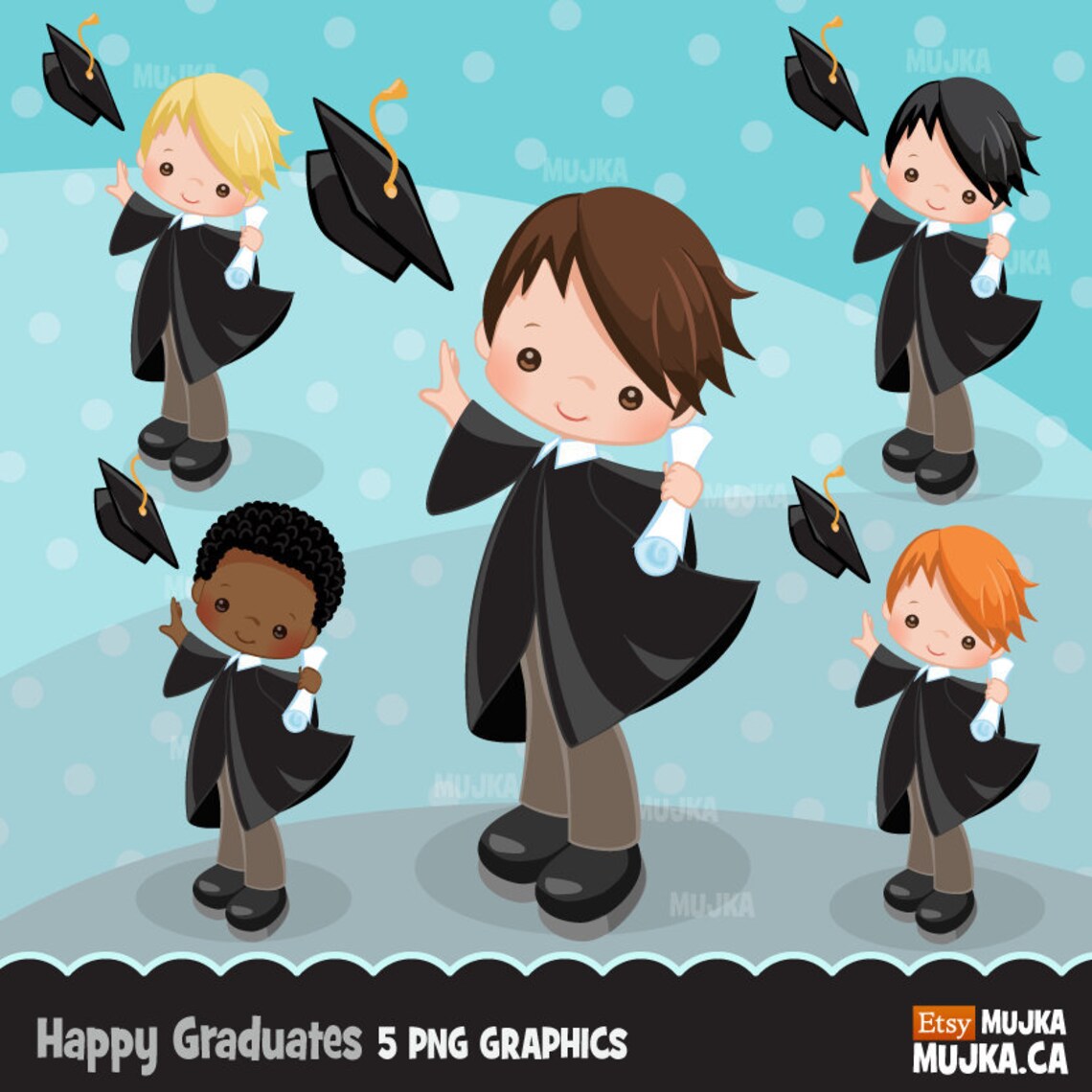 Graduation Clipart. Graduation Graphics Cape Scroll Cap - Etsy