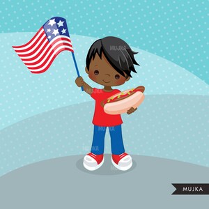 4th of July Clipart. Independence Day Little Boy Graphics, Planner ...