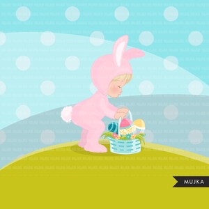 Easter Bunny Clipart. Cute Spring Illustration, Bunny Baby, Holiday ...