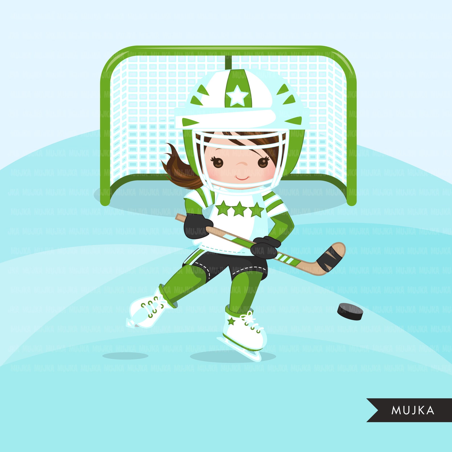 Hockey Clipart. Sport Graphics Girls Hockey Player - Etsy Canada
