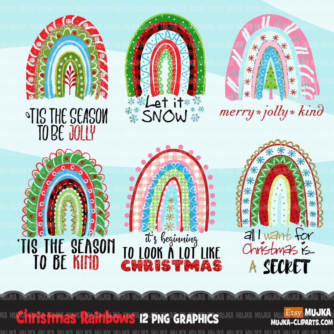 Christmas Rainbows Clipart, Christmas Rainbows Png, Festive Rainbows ...