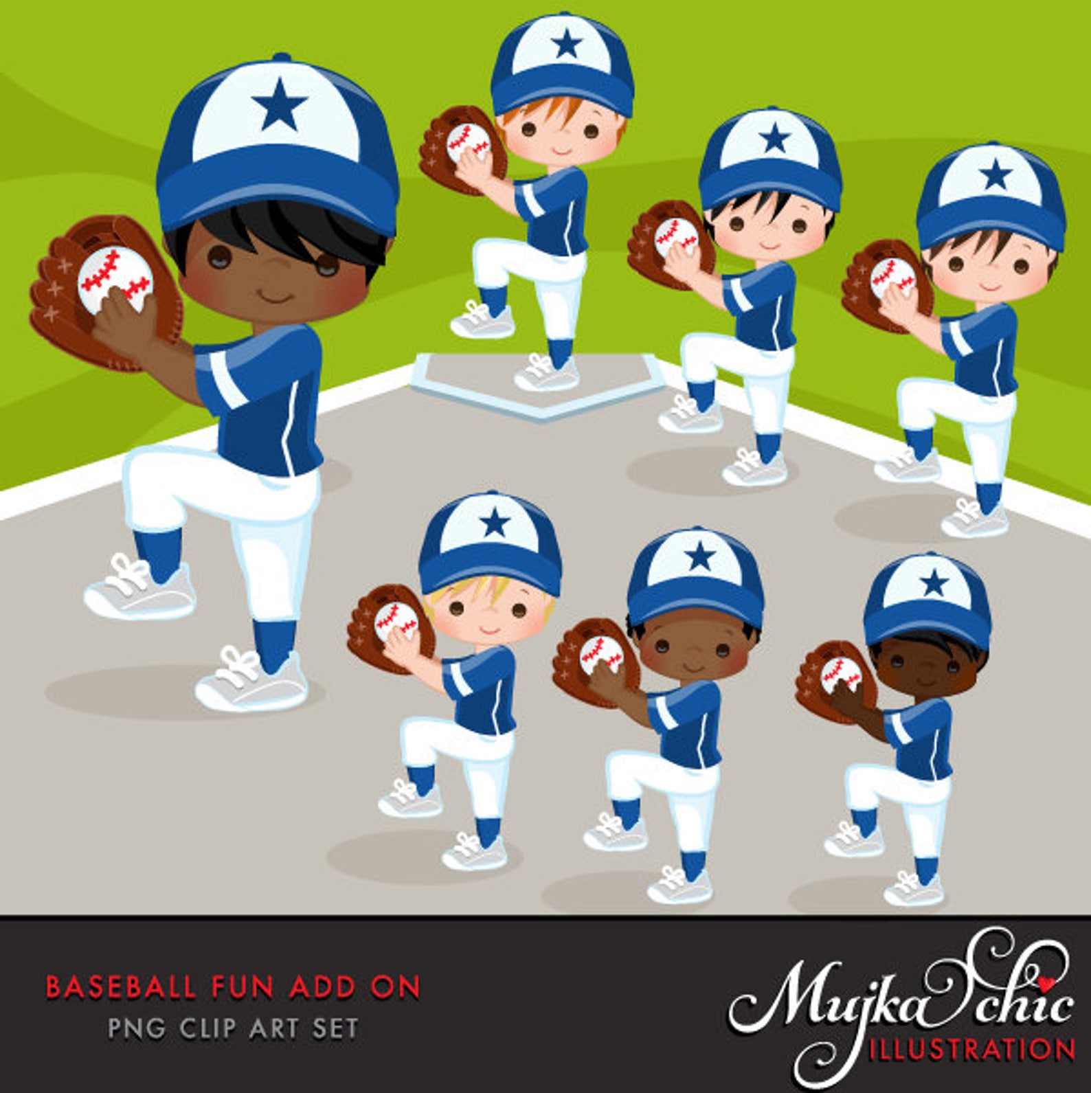 Baseball Kids Clipart, Home Run Graphics (PNG) - Etsy