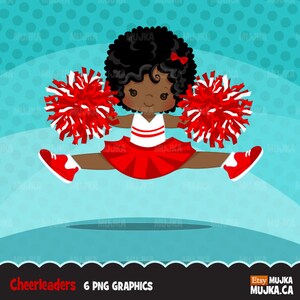 Cheerleaders Clipart Bundle, Girls With Pop Poms, Sports Graphics ...