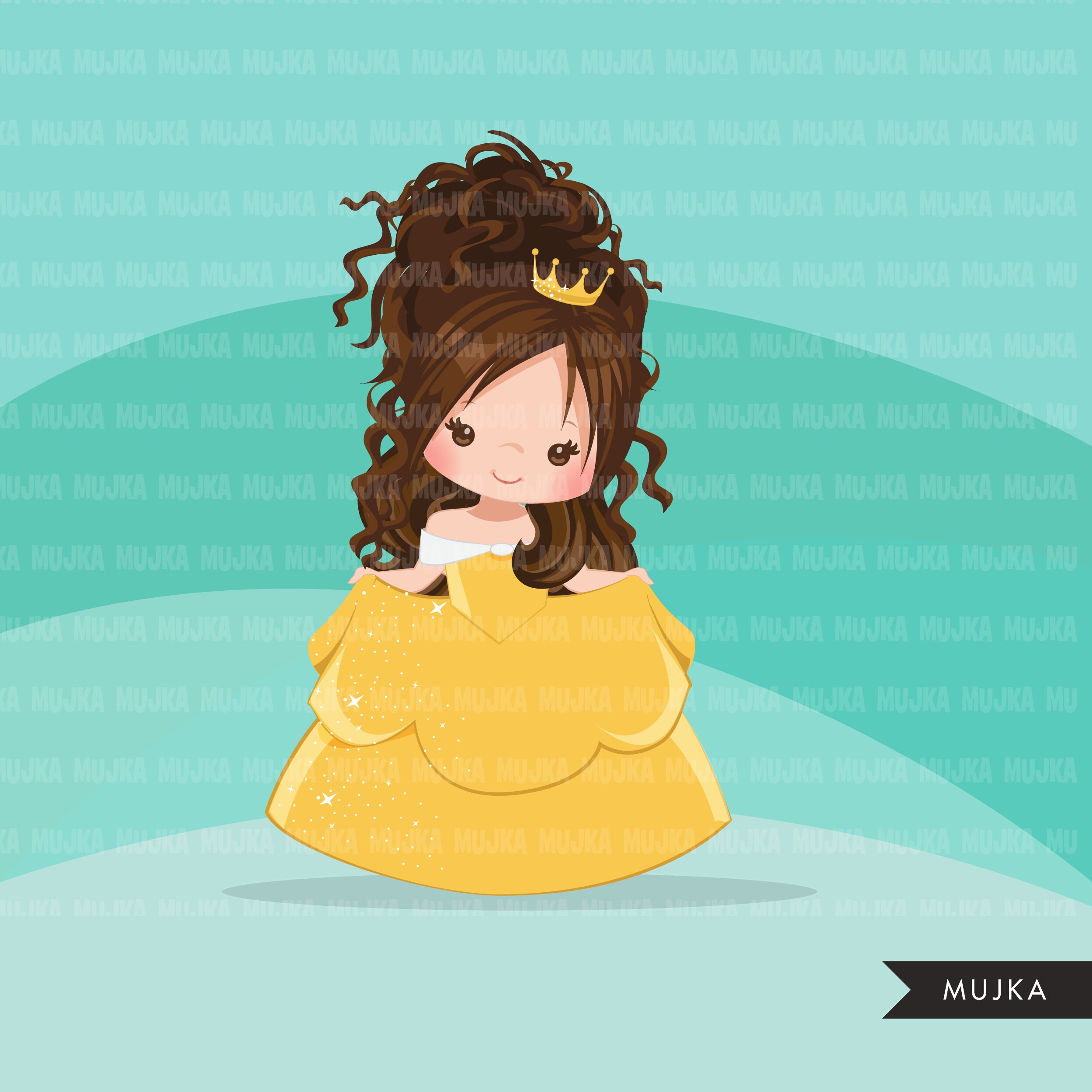 Princess Clipart, Fairy Tale Graphics, Girls Story Book, Yellow ...