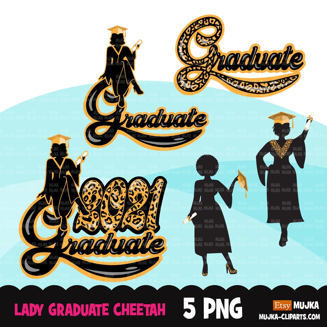 Grad Clipart Graduation 2021 Png Cheetah Print Grad | Etsy