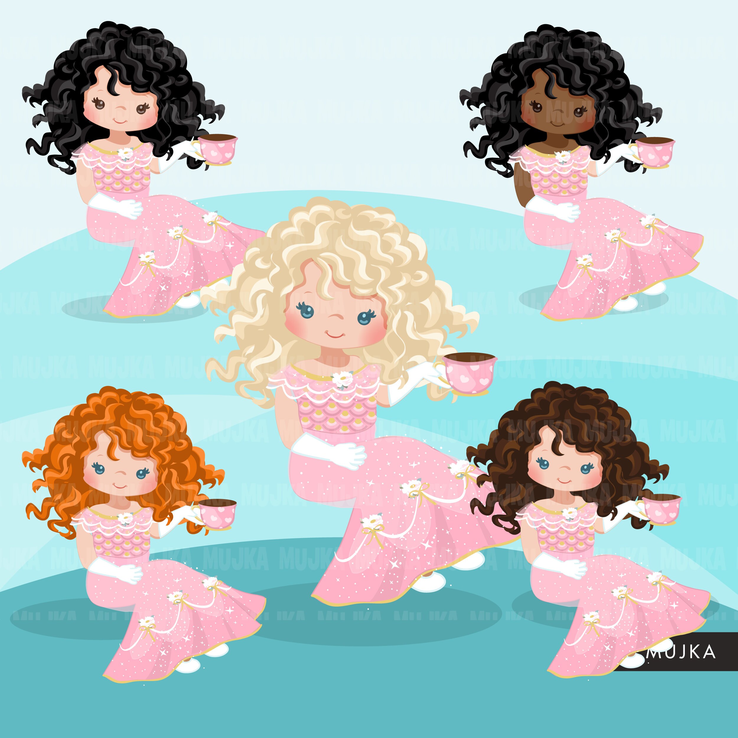 Princess Tea Party Clipart Little Girls Tea Party Birthday - Etsy Canada