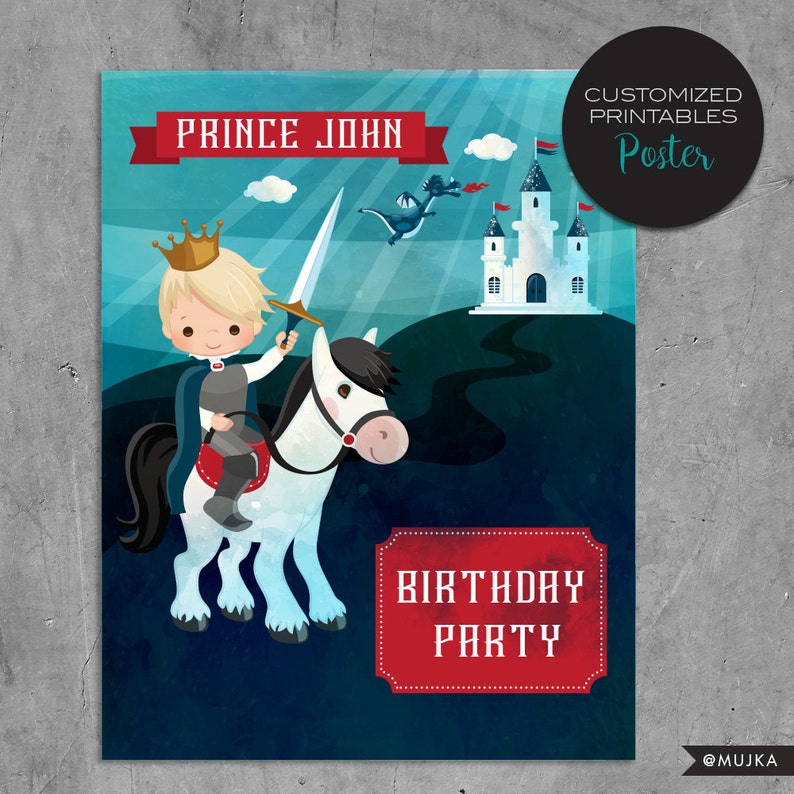 Printable Prince Birthday Stickers Red & Blue Prince Cupcake - Etsy