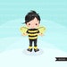 Bumblebee Boys Clipart. Cute Summer Birthday Characters, Shop Logo ...