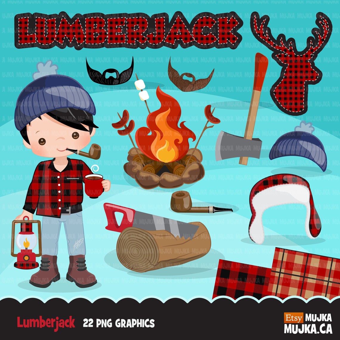 Lumberjack Clipart Christmas Clipart Camping Clipart Plaid - Etsy