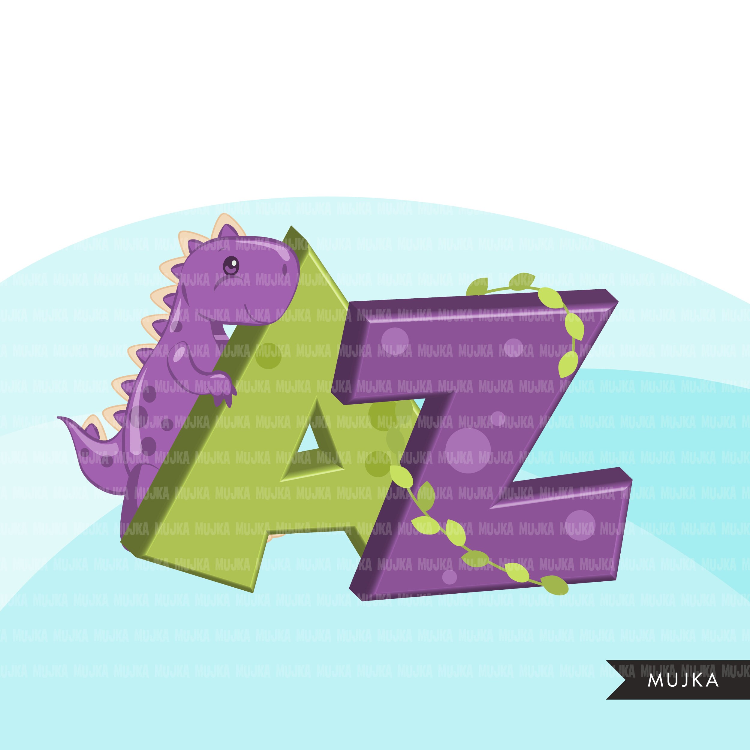 Dinosaur Alphabet Clipart Bundle Stackable Boy Birthday Baby | Etsy