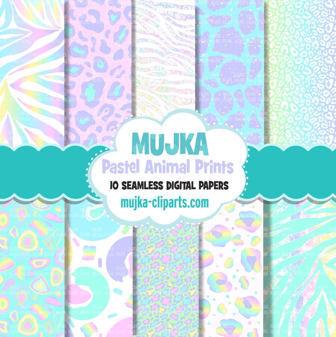 Baby Animal Print Digital Papers, Seamless Pastel Pattern, Zebra Print ...