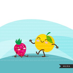 Fruit Clipart, Cute Kawaii Fruit Graphics, Pineapple, Apple, Banana ...
