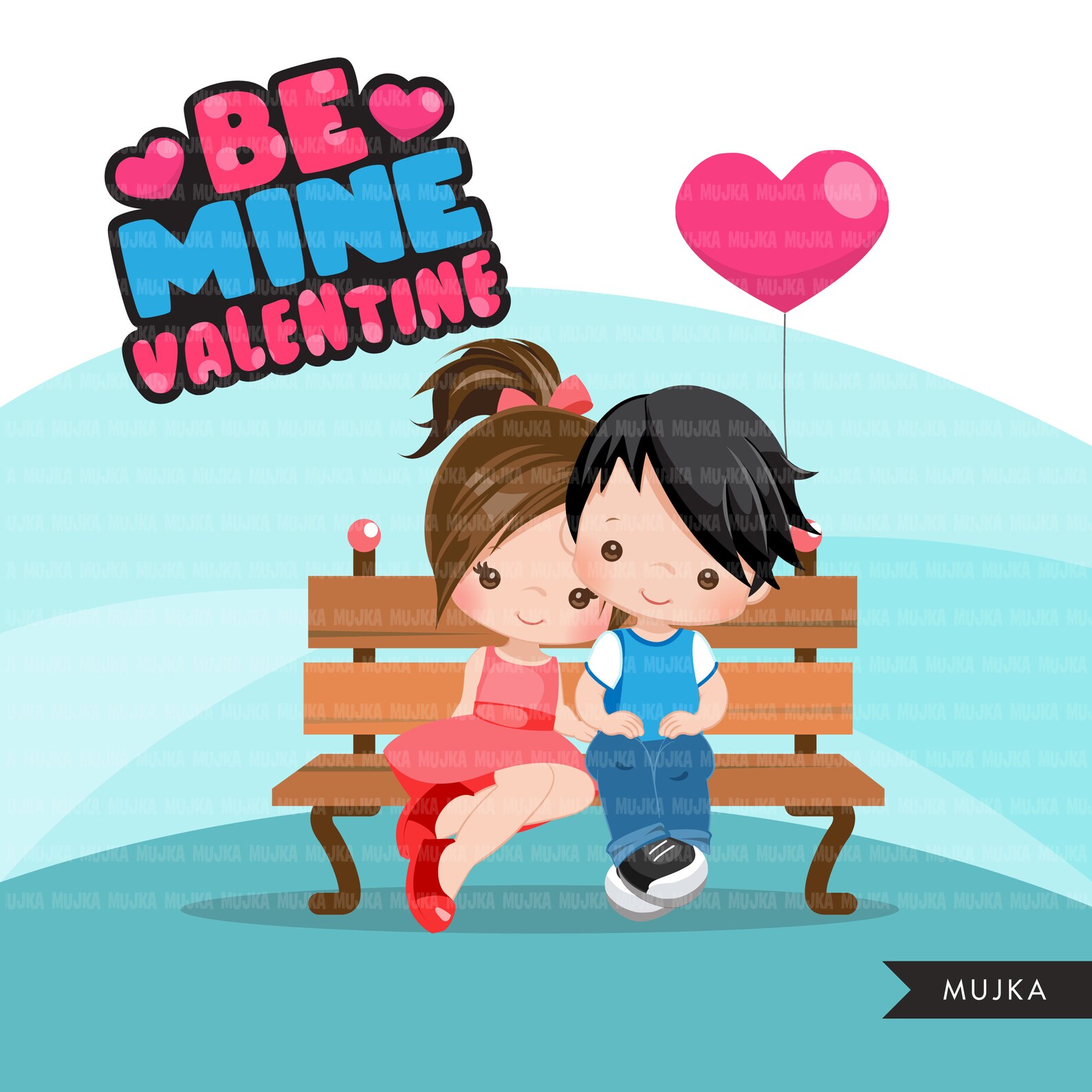 Valentine's Day Clipart Cute Valentine Kids Couples - Etsy