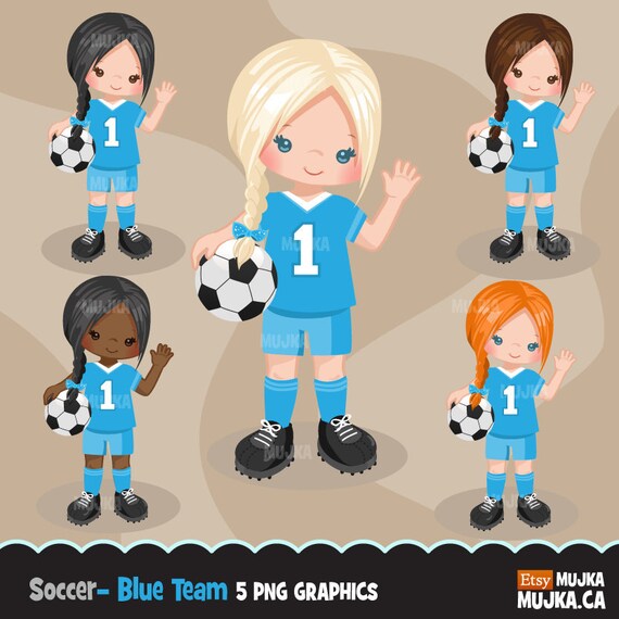 Girls Soccer Team Cartoon