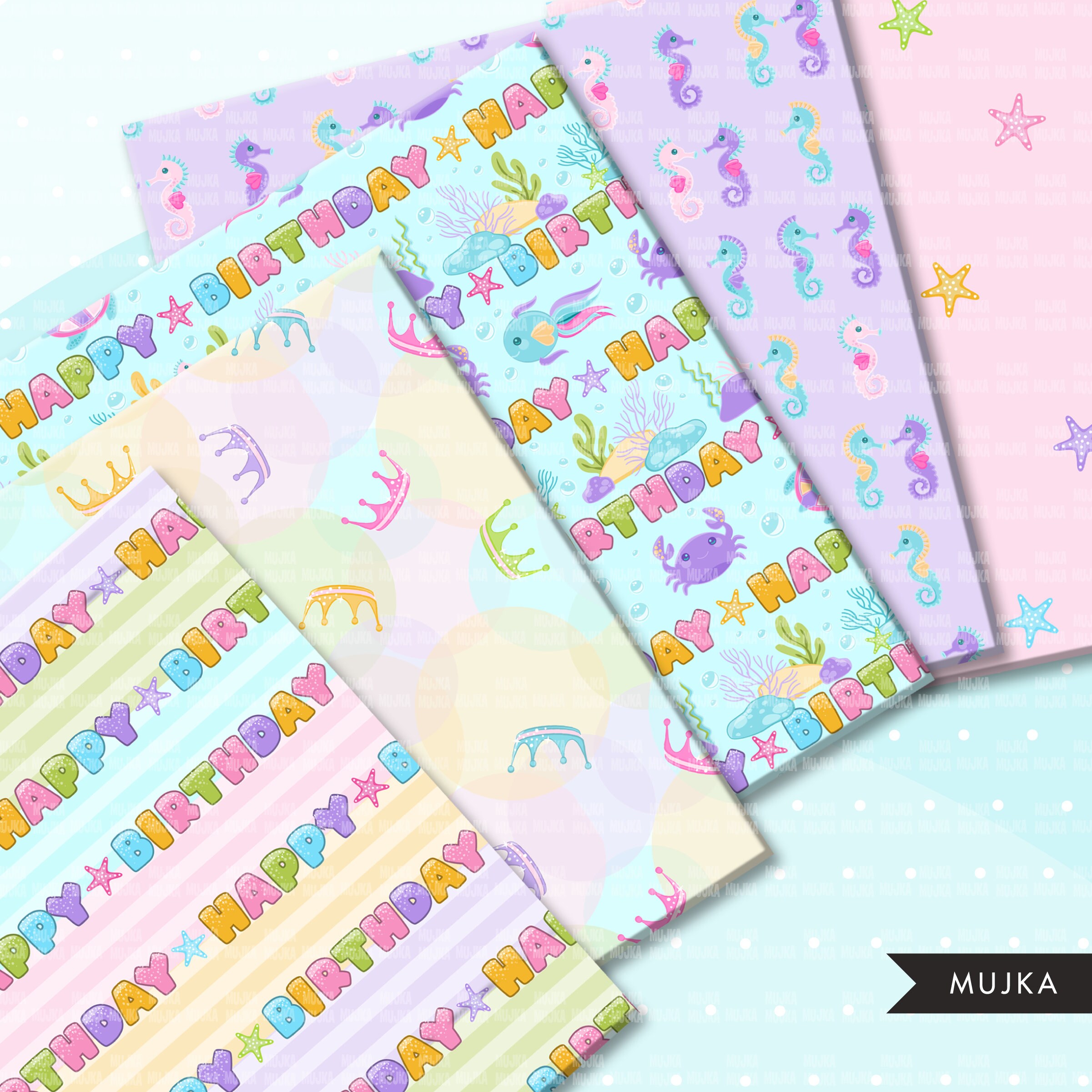 Mermaid Digital Papers Mermaid Pattern Digital Paper Pack - Etsy