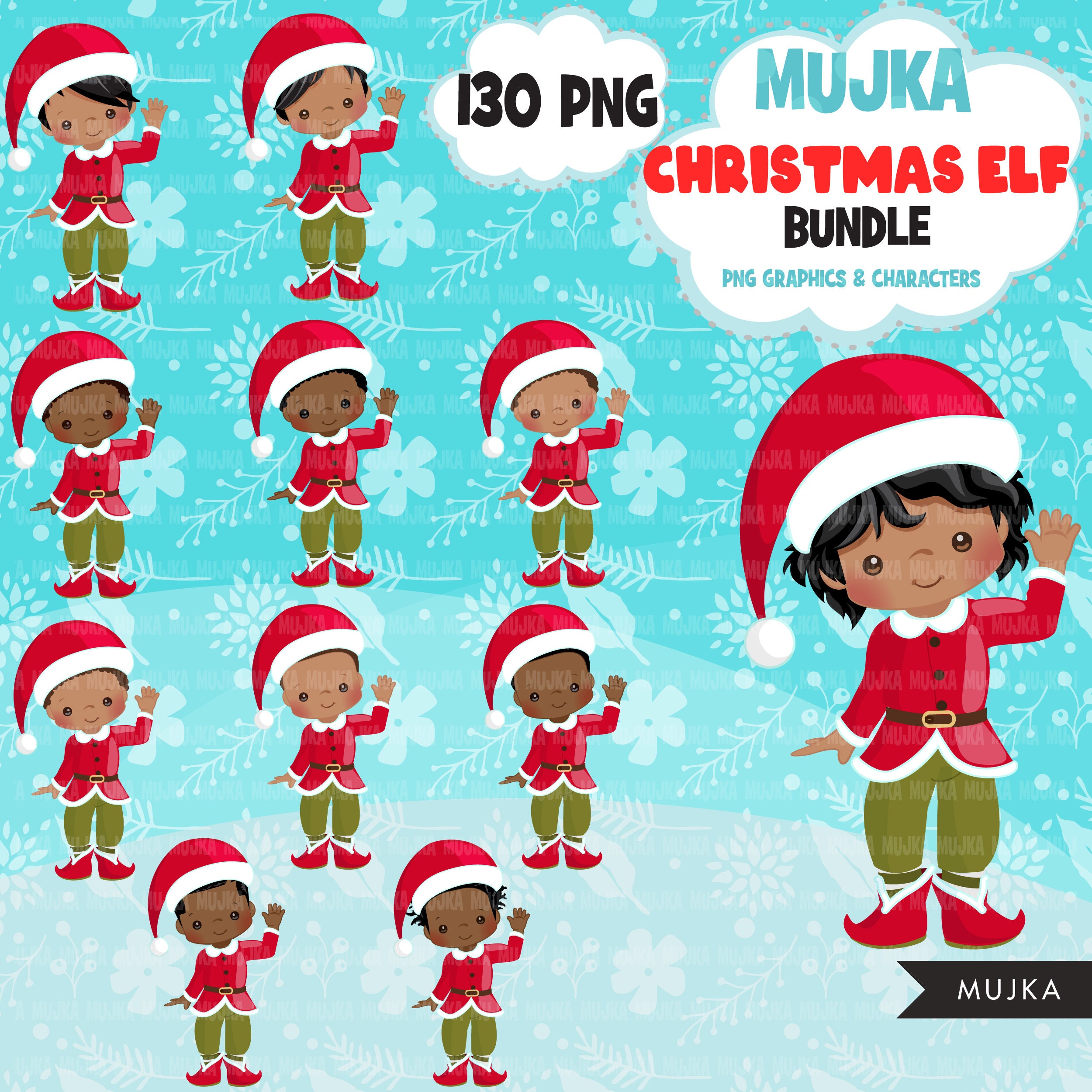 Christmas Elf Bundle, Elf Png, Elves Clipart, African American Elf ...