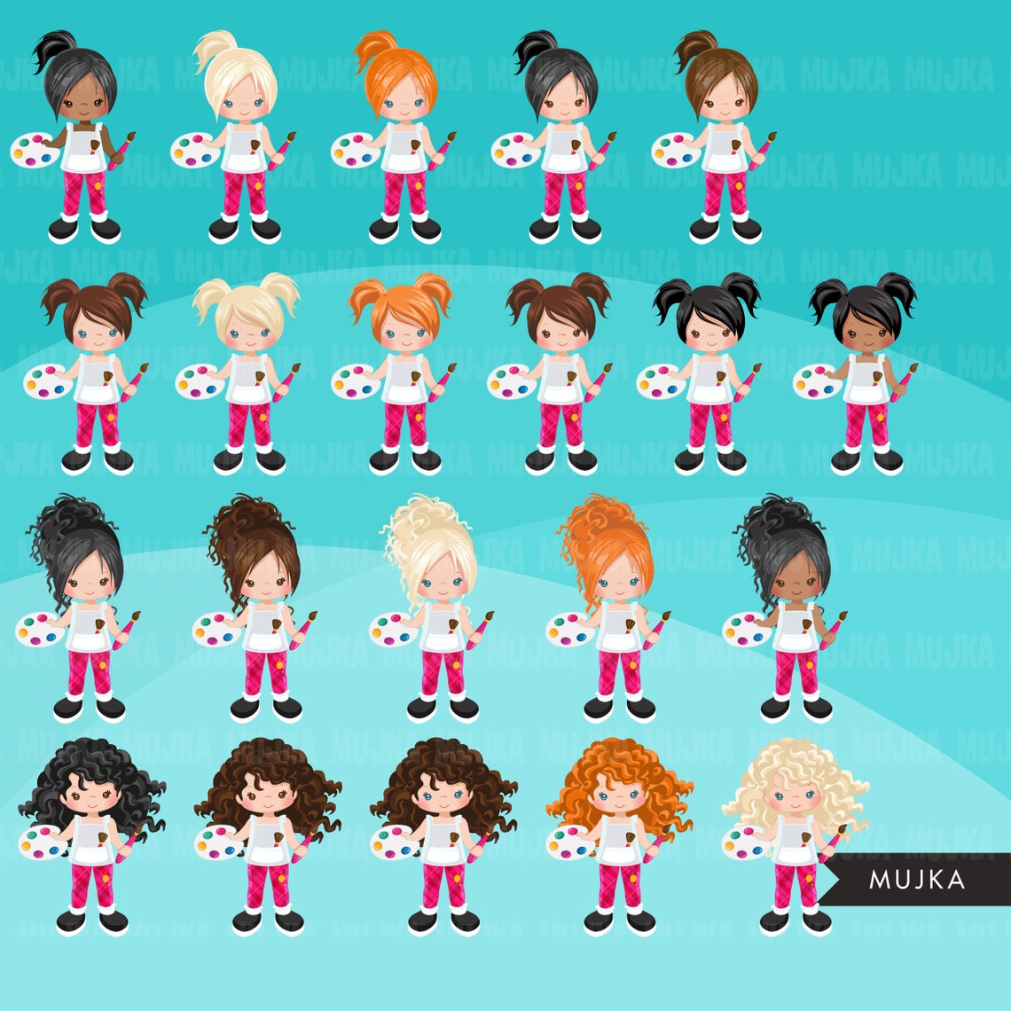 Artist Clipart Bundle Artist Boys Artist Girls Art Party - Etsy