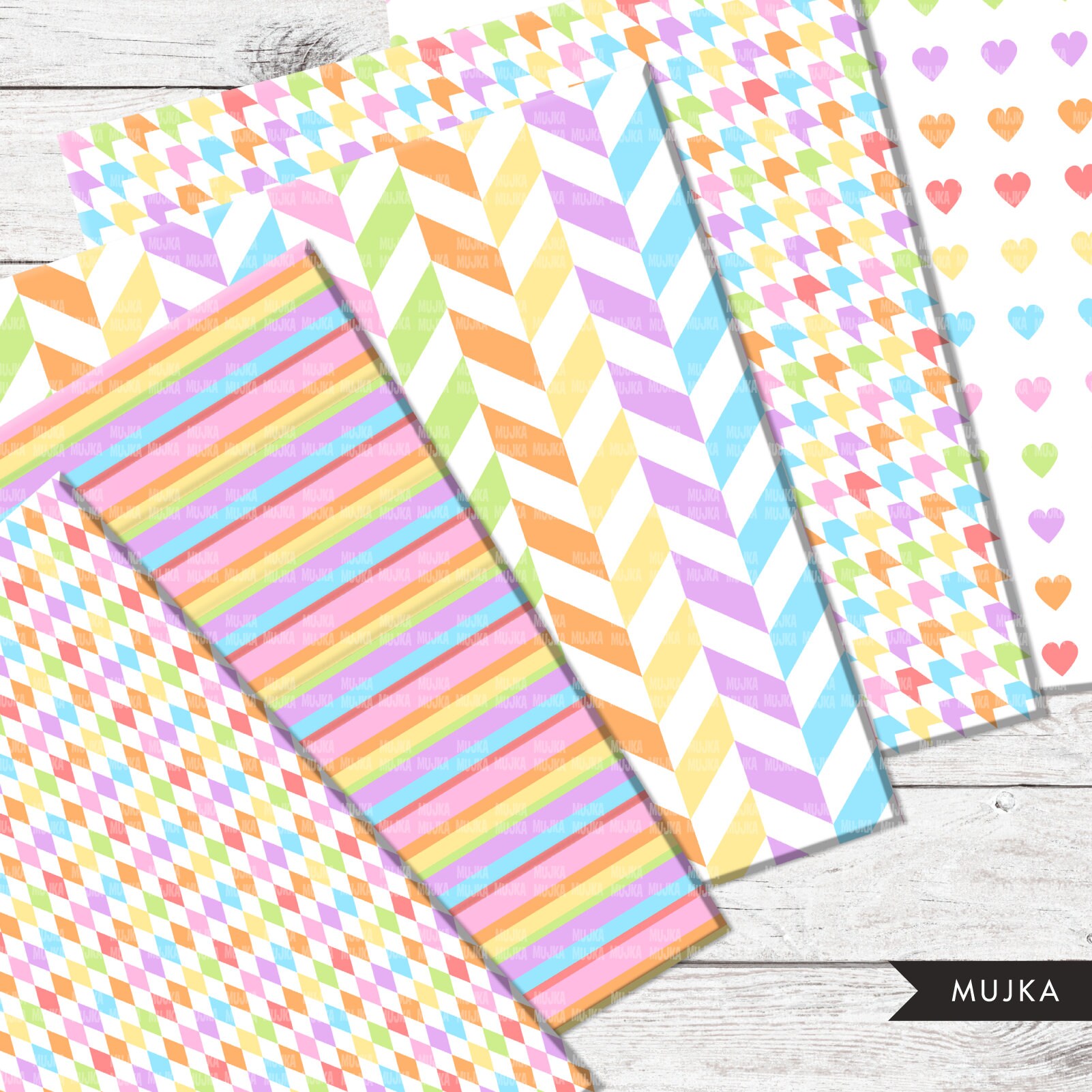 Rainbow Digital Papers Seamless Pastel Rainbow Pattern | Etsy