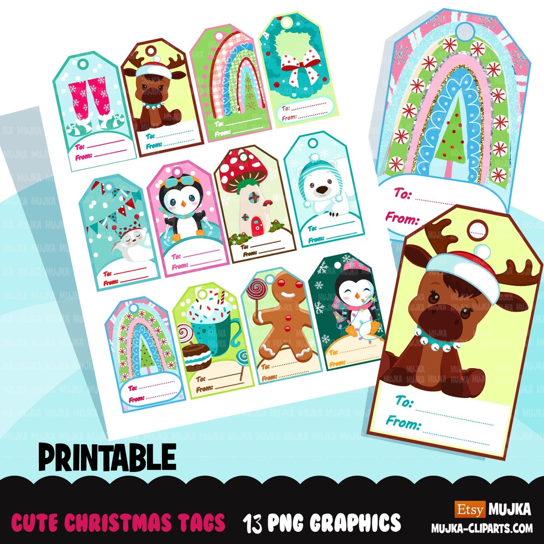 Christmas Tags, Printable Christmas Gift Tags, Digital Gift Tags, Santa ...